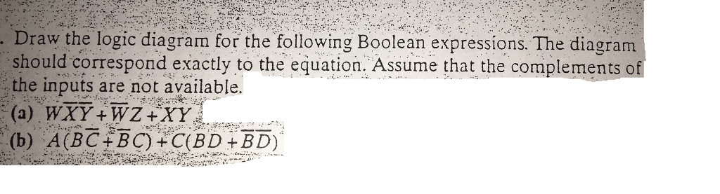 Solved Draw the logic diagram for the following Boolean | Chegg.com