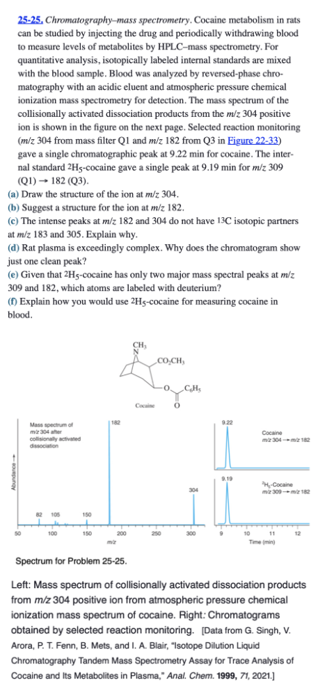 25-25. Chromatography-mass spectrometry. Cocaine | Chegg.com