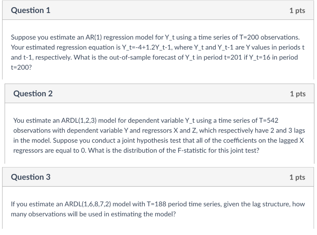Solved Suppose you estimate an AR(1) regression model for | Chegg.com