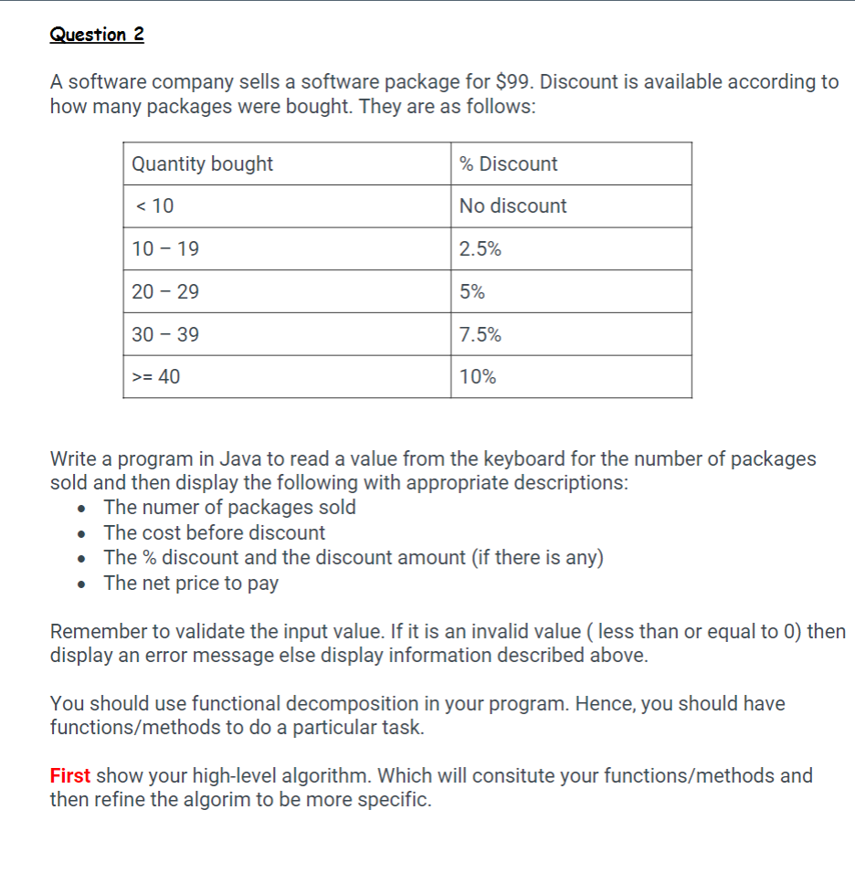 Solved A software company sells a software package for $99. | Chegg.com
