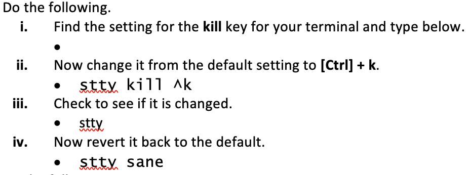 Solved Do the following. i. Find the setting for the kill | Chegg.com