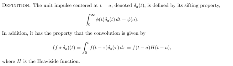 Solved DEFINITION: The unit impulse centered at t = a, | Chegg.com