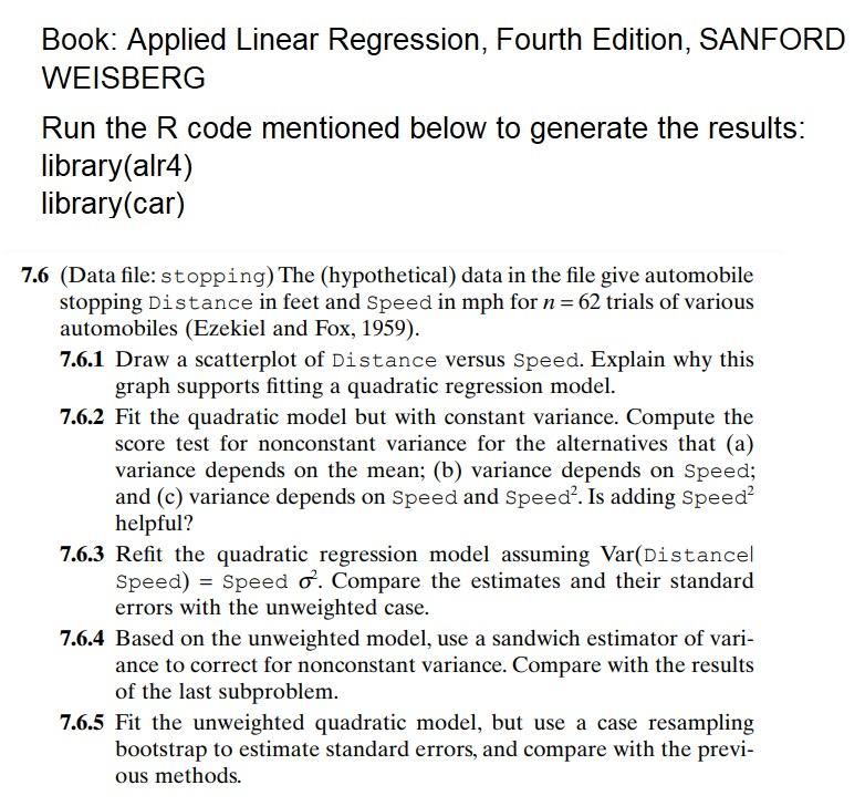 Solved Book: Applied Linear Regression, Fourth Edition, | Chegg.com