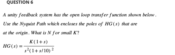 Solved A unity feedback system has the open loop transfer | Chegg.com