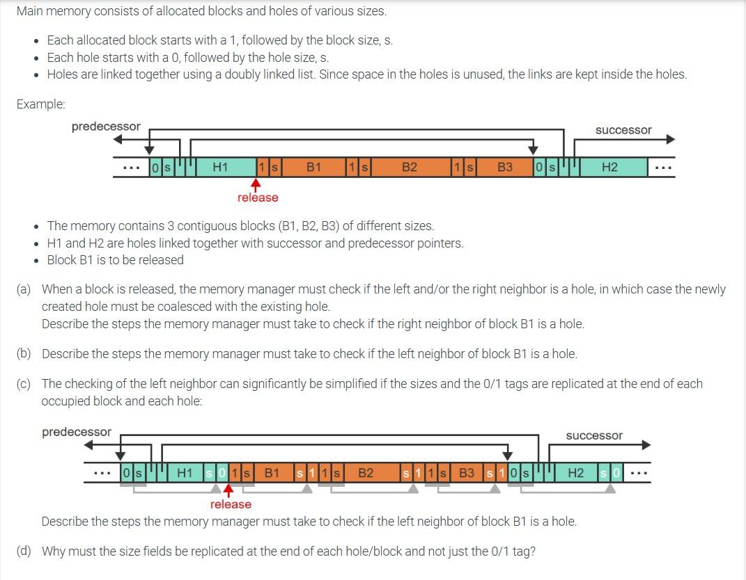 Solved Main Memory Consists Of Allocated Blocks And Holes Of 