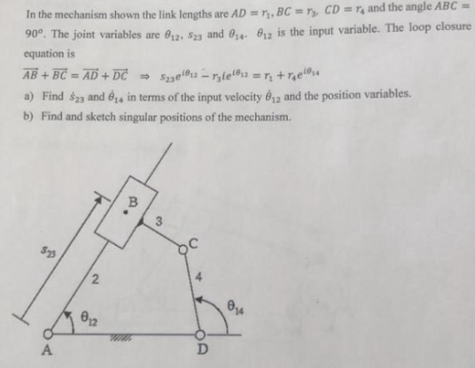 Solved In the mechanism shown the link lengths are | Chegg.com