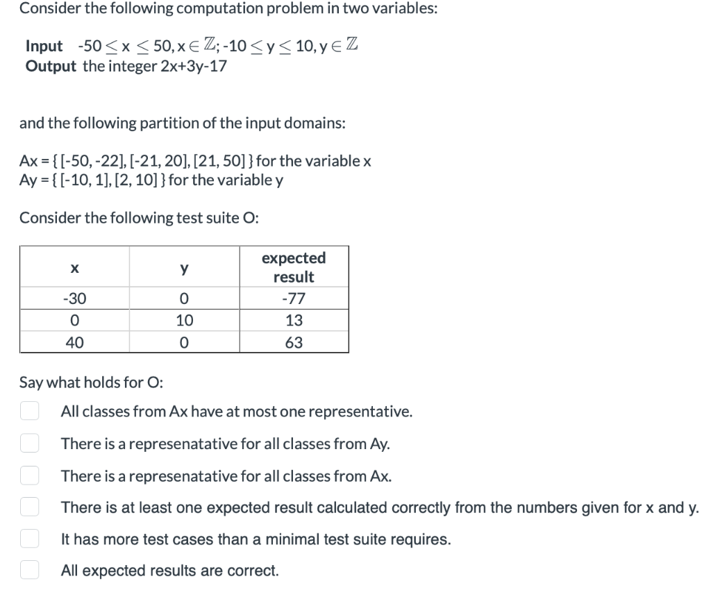 Solved Input −50≤x≤50,x∈Z;−10≤y≤10,y∈Z Output the integer | Chegg.com