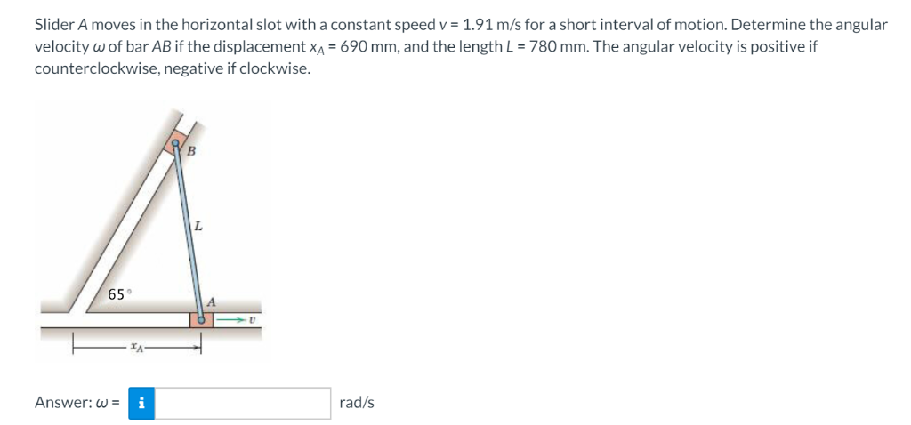 Solved Slider A moves in the horizontal slot with a constant | Chegg.com