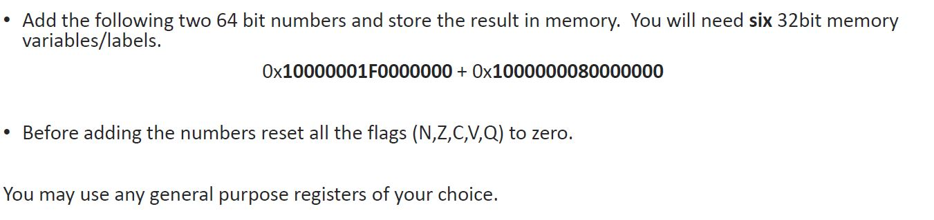 Solved Add the following two 64 bit numbers and store the | Chegg.com
