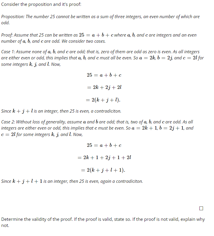 Solved Consider the proposition and it's proof: Proposition: | Chegg.com