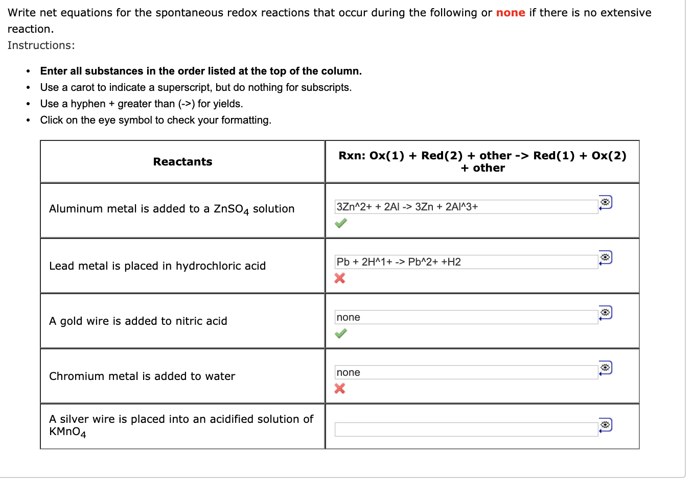 Solved Write net equations for the spontaneous redox | Chegg.com