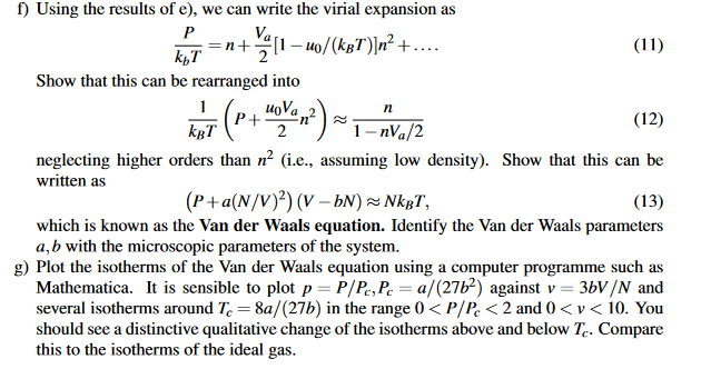 Solved Virial expansion and Van der Waals equation of state: | Chegg.com