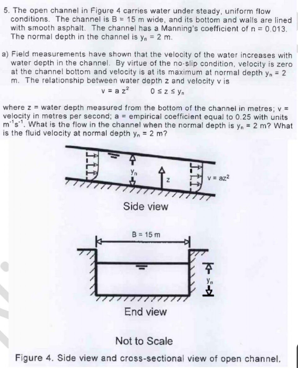Solved The open channel in Figure 4 ﻿carries water under | Chegg.com