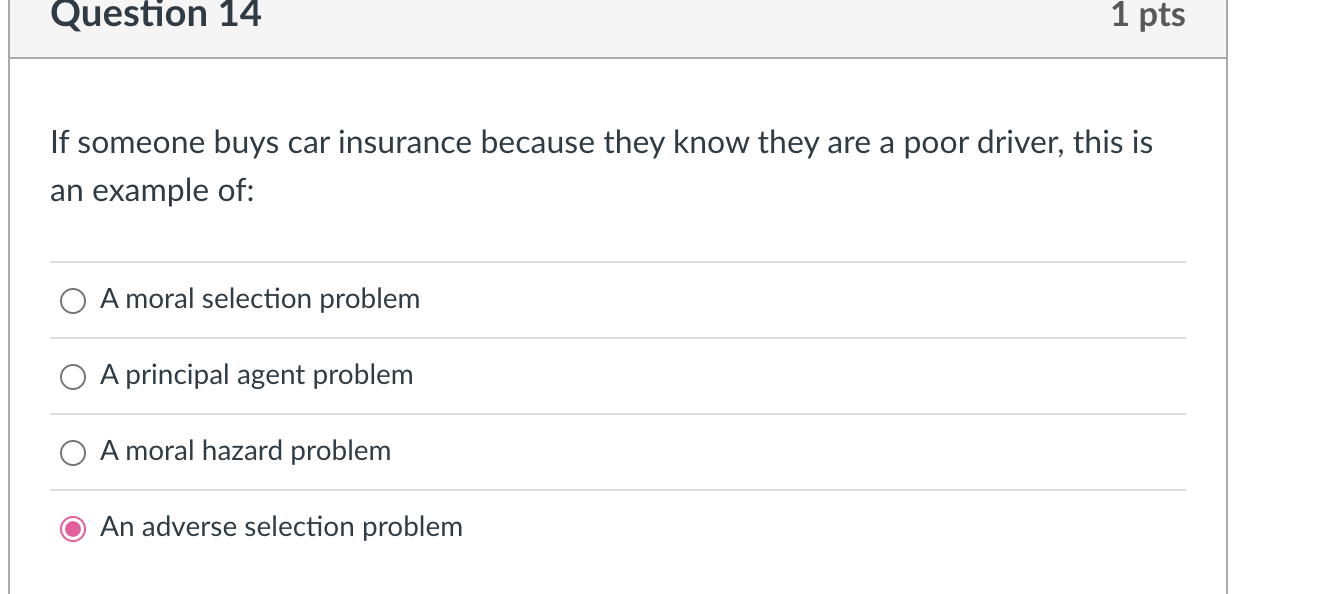 Solved If someone buys car insurance because they know they | Chegg.com