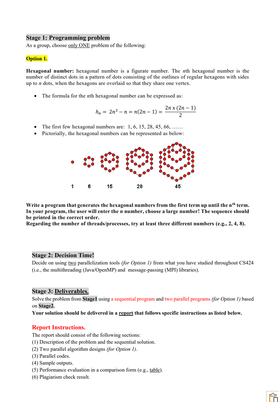 Solved Stage 1: Programming problem As a group, choose only | Chegg.com