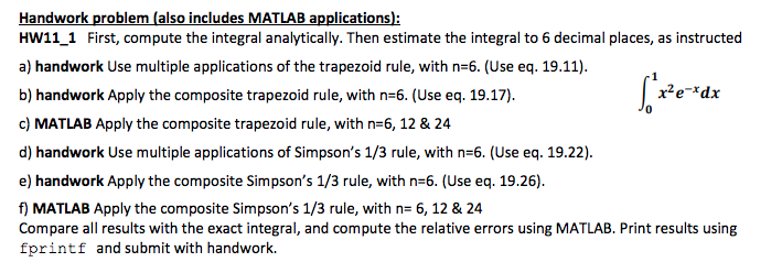 Solved Handwork problem (also includes MATLAB applications): | Chegg.com