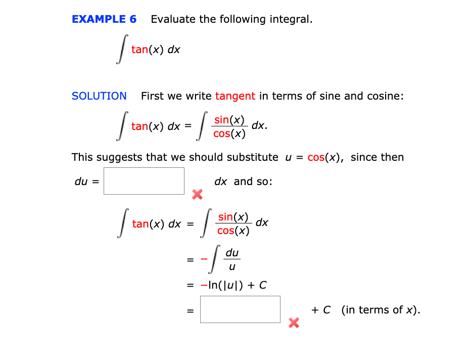Solved EXAMPLE 6 Evaluate the following integral. ſta tan(x) | Chegg.com