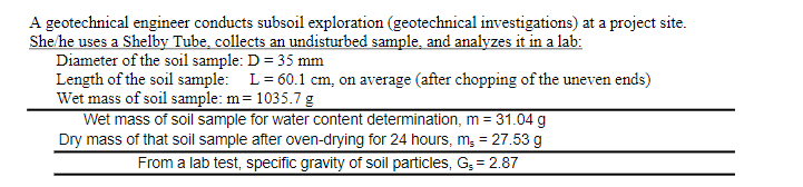 Solved A geotechnical engineer conducts subsoil exploration | Chegg.com