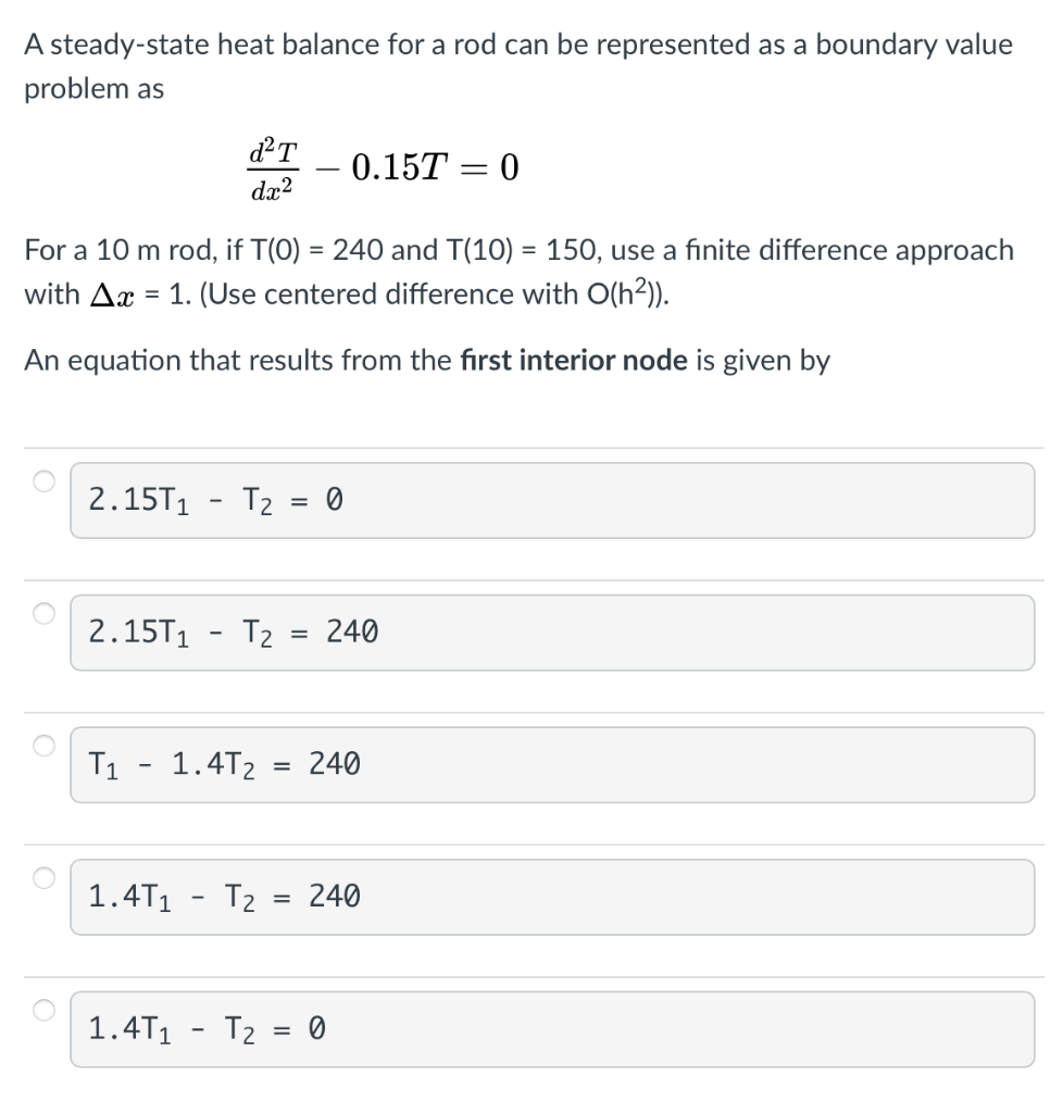 Solved A steady-state heat balance for a rod can be | Chegg.com
