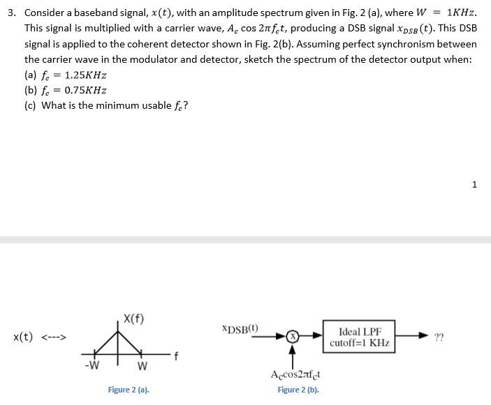 Solved 3. Consider a baseband signal, x (t), with an | Chegg.com