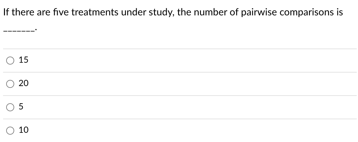 Solved If there are five treatments under study, the number | Chegg.com