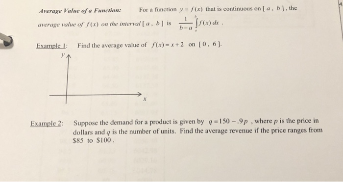 Solved Need to understand how to do average value problems. | Chegg.com