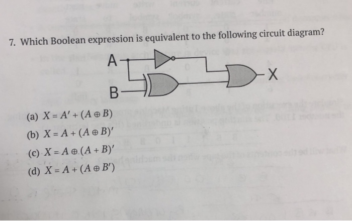 Solved 7. Which Boolean expression is equivalent to the | Chegg.com