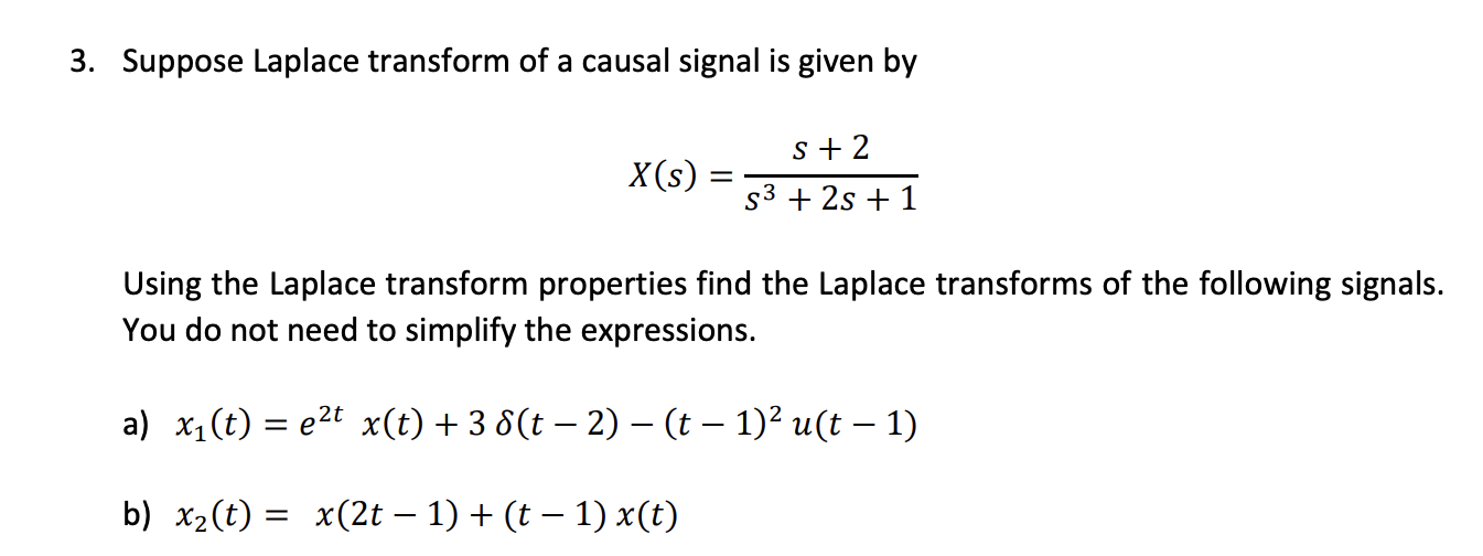 Solved 3. Suppose Laplace transform of a causal signal is | Chegg.com