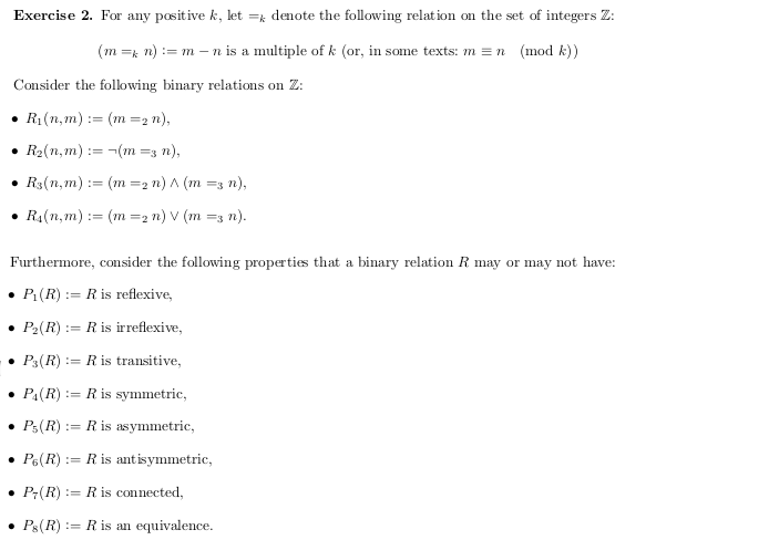 Solved Exercise 2. For any positive k, let =k denote the | Chegg.com