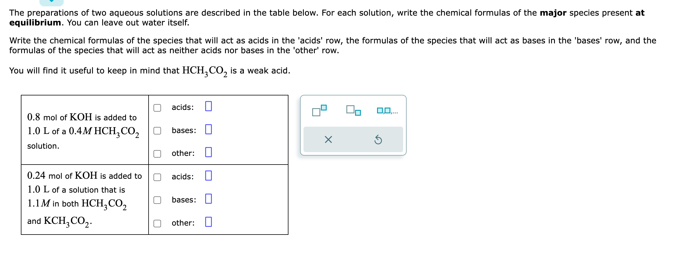 Solved The preparations of two aqueous solutions are | Chegg.com