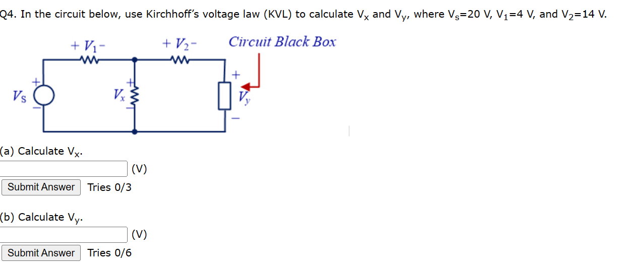 Solved Q4. ﻿In the circuit below, use Kirchhoff's voltage | Chegg.com