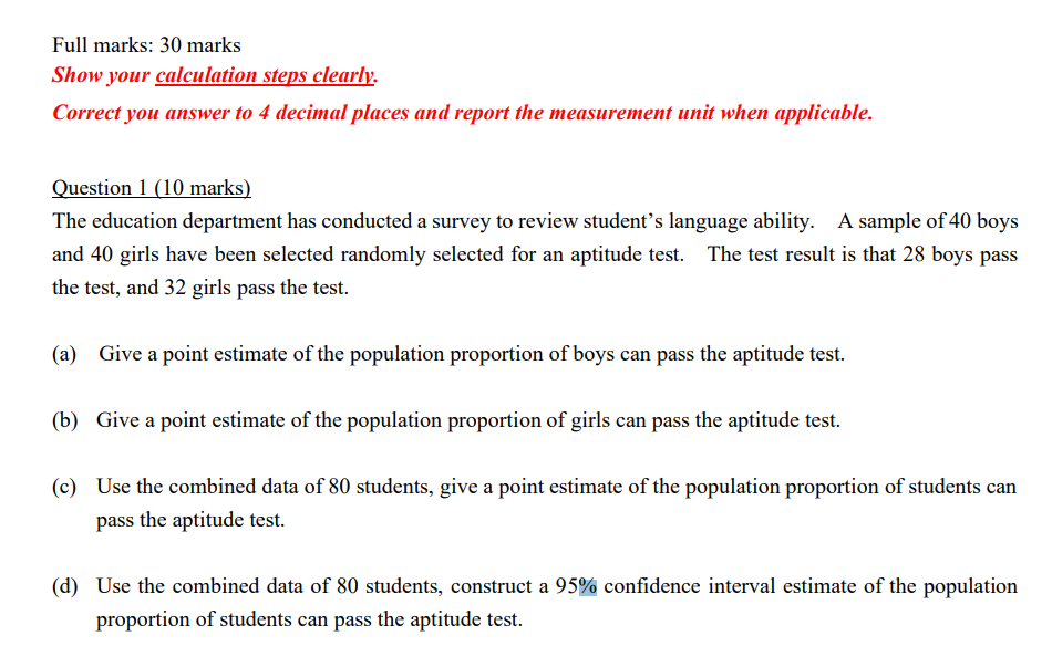 Solved Full marks: 30 marks Show your calculation steps | Chegg.com
