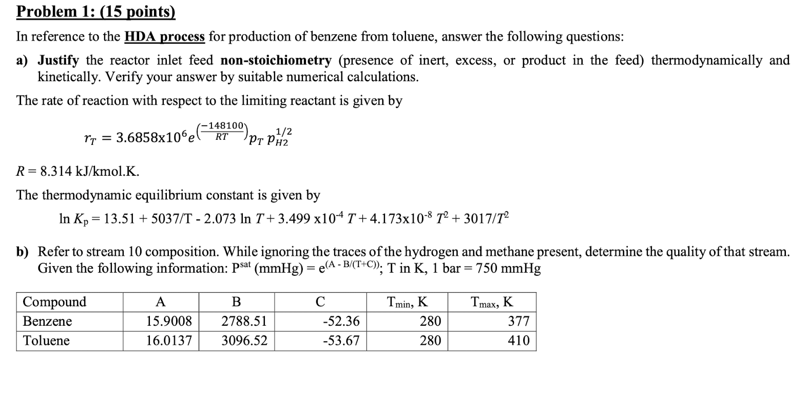 Solved Problem 1: (15 points) In reference to the HDA | Chegg.com