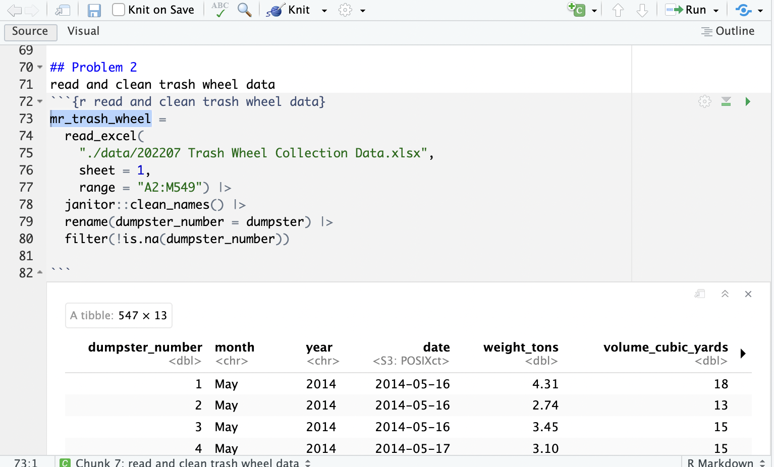 Solved This problem uses the Mr. Trash Wheel dataset, | Chegg.com