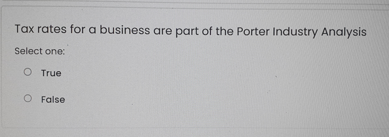 Solved Tax rates for a business are part of the Porter | Chegg.com