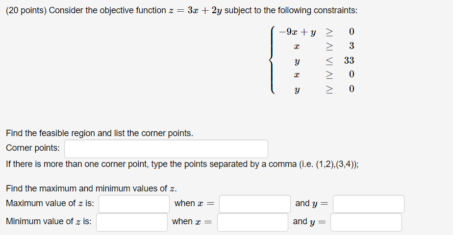 Solved 20 Points Consider The Objective Function
