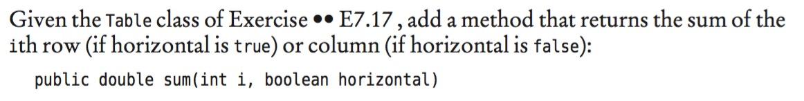 Solved Given the Table class of Exercise • E7.17, add a | Chegg.com