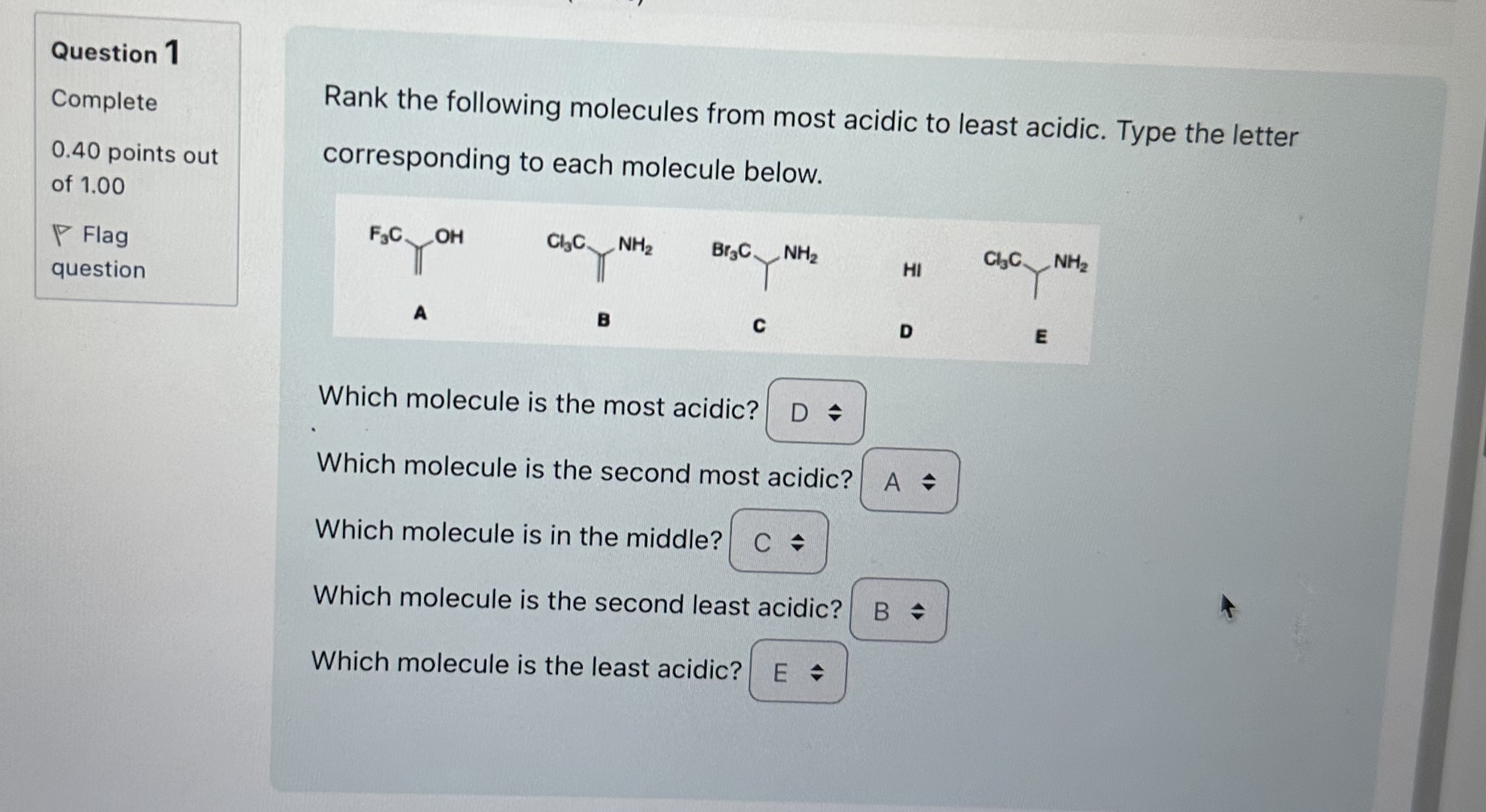 Solved Rank the following molecules from most acidic to | Chegg.com