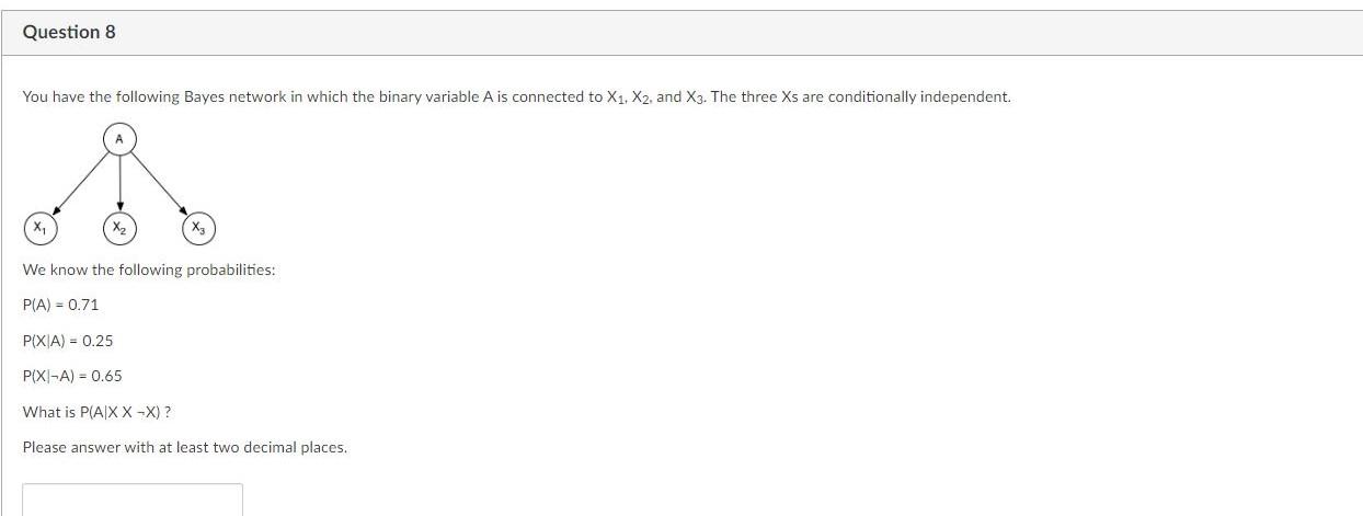 Solved Question 8 You have the following Bayes network in | Chegg.com