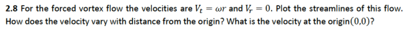 Solved 2.8 For the forced vortex flow the velocities are | Chegg.com