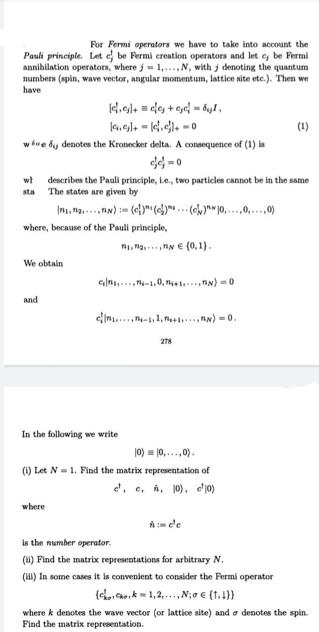 Solved For Fermi operators we have to take into account the | Chegg.com