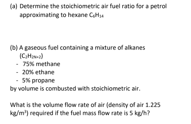 Solved (a) Determine the stoichiometric air fuel ratio for a | Chegg.com