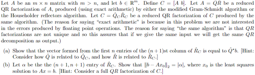 Let A be an m×n matrix with m>n, and let b∈Rm. Define | Chegg.com