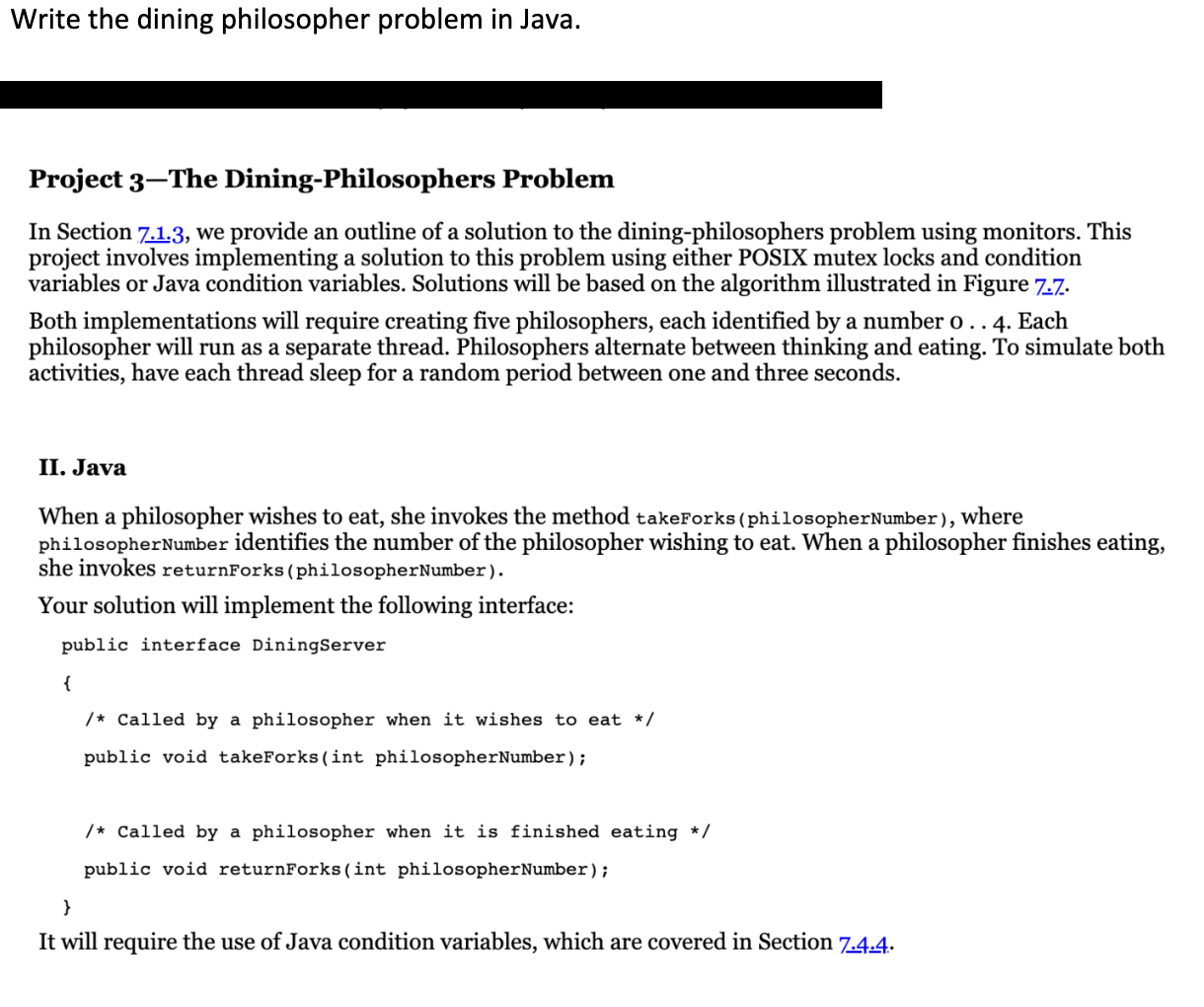 Solved Write The Dining Philosopher Problem In Java Project 
