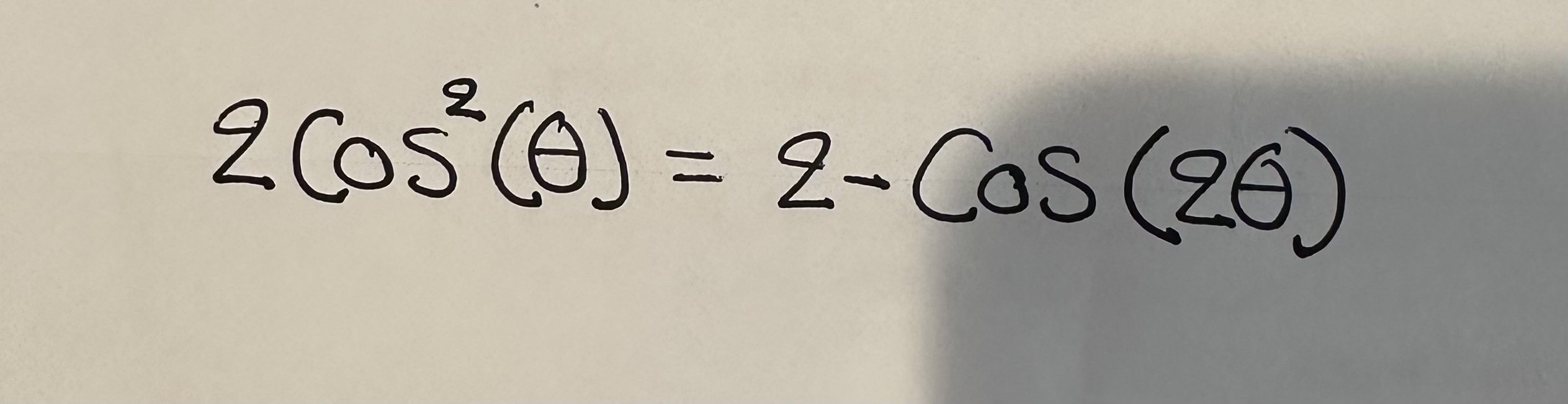 2cos2(θ)=2−cos(2θ) | Chegg.com