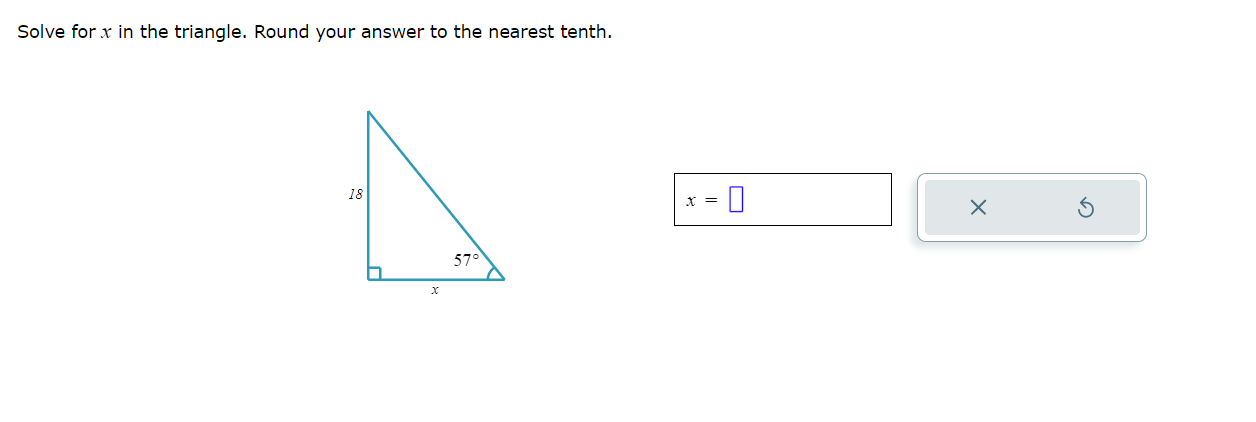 Solved Solve for x in the triangle. Round your answer to the | Chegg.com