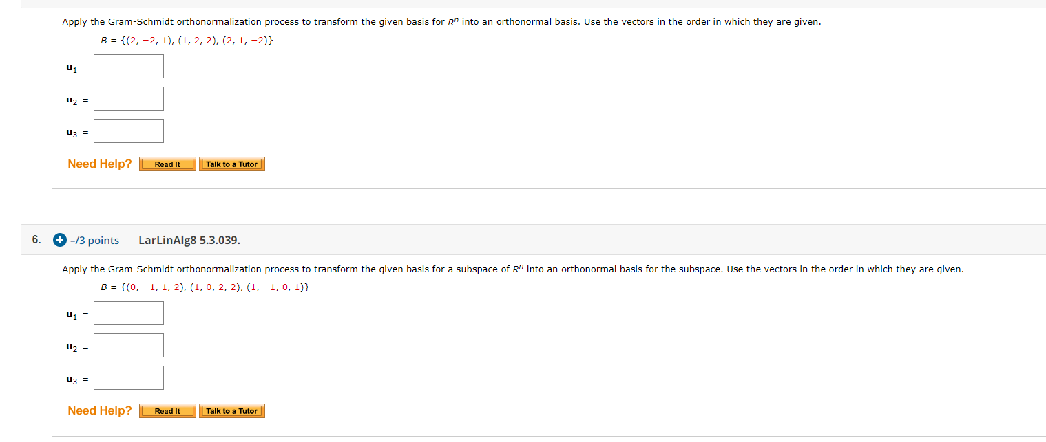 Solved Apply the Gram-Schmidt orthonormalization process to | Chegg.com
