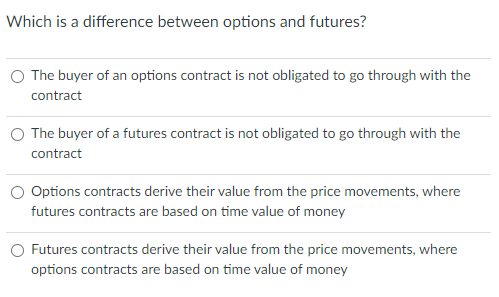Solved Which is a difference between options and futures? | Chegg.com