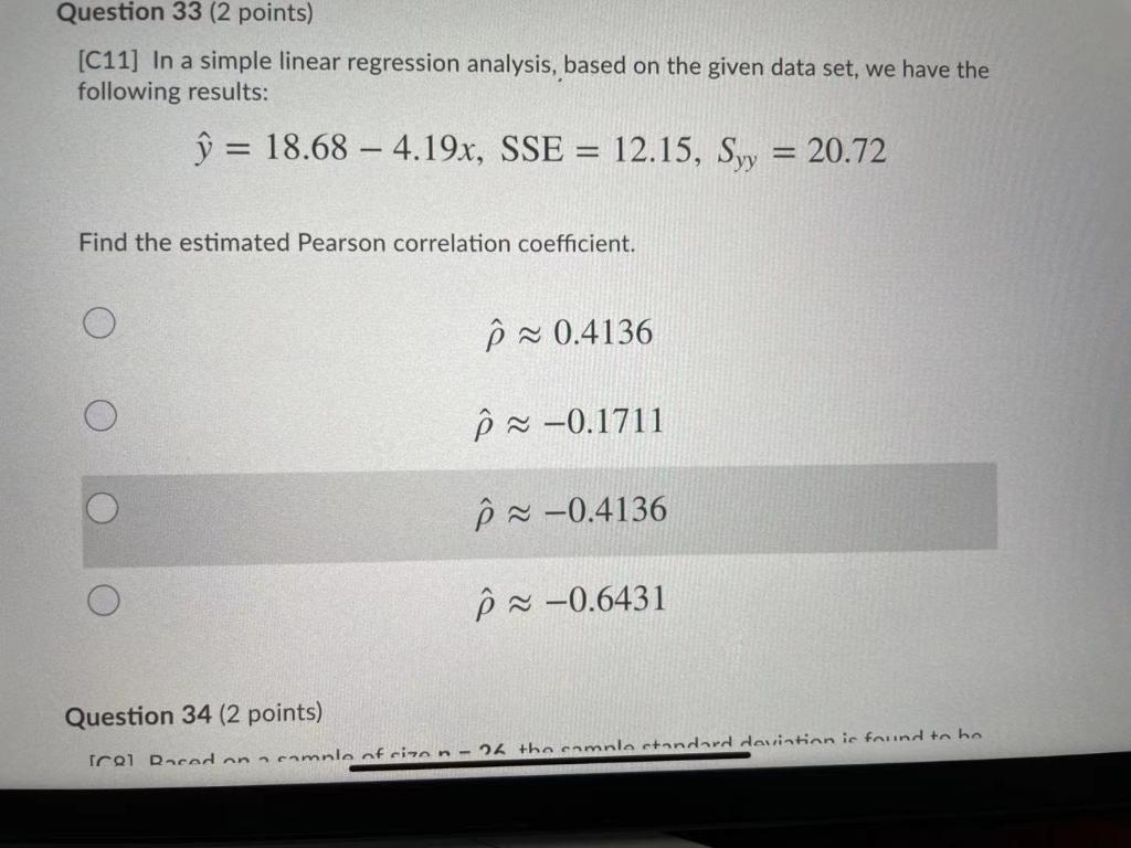 Solved Question 33 (2 points) [C11] In a simple linear | Chegg.com