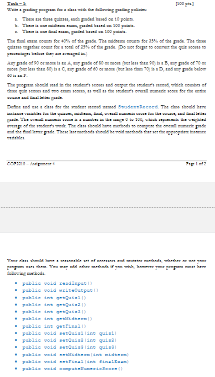 Solved Task-1: [100 pts.] Write a grading program for a | Chegg.com